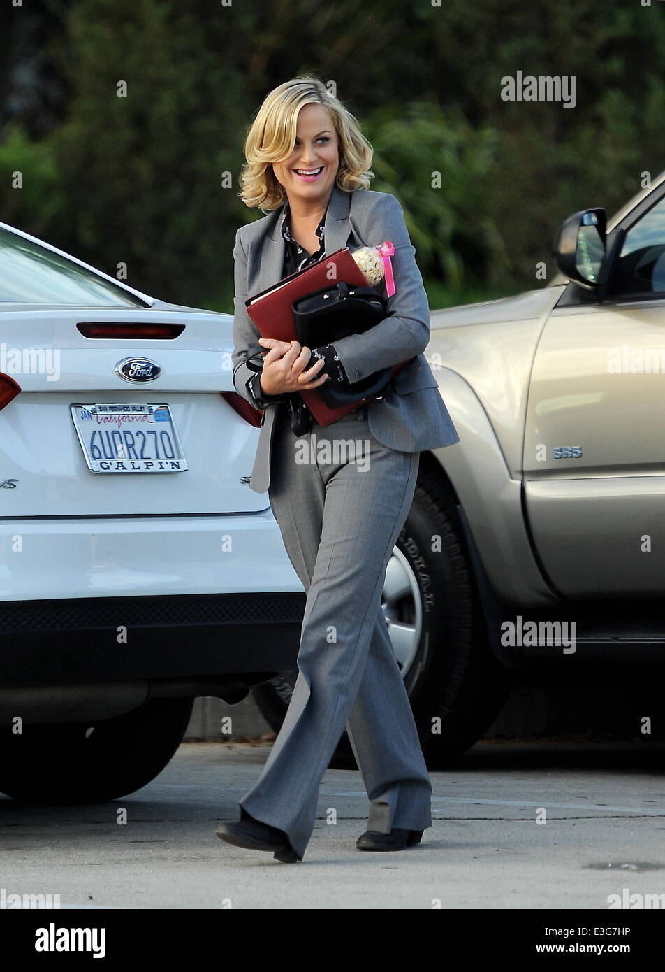 Actress Amy Poehler filming late scenes for the hit tv show "Parks and ...
