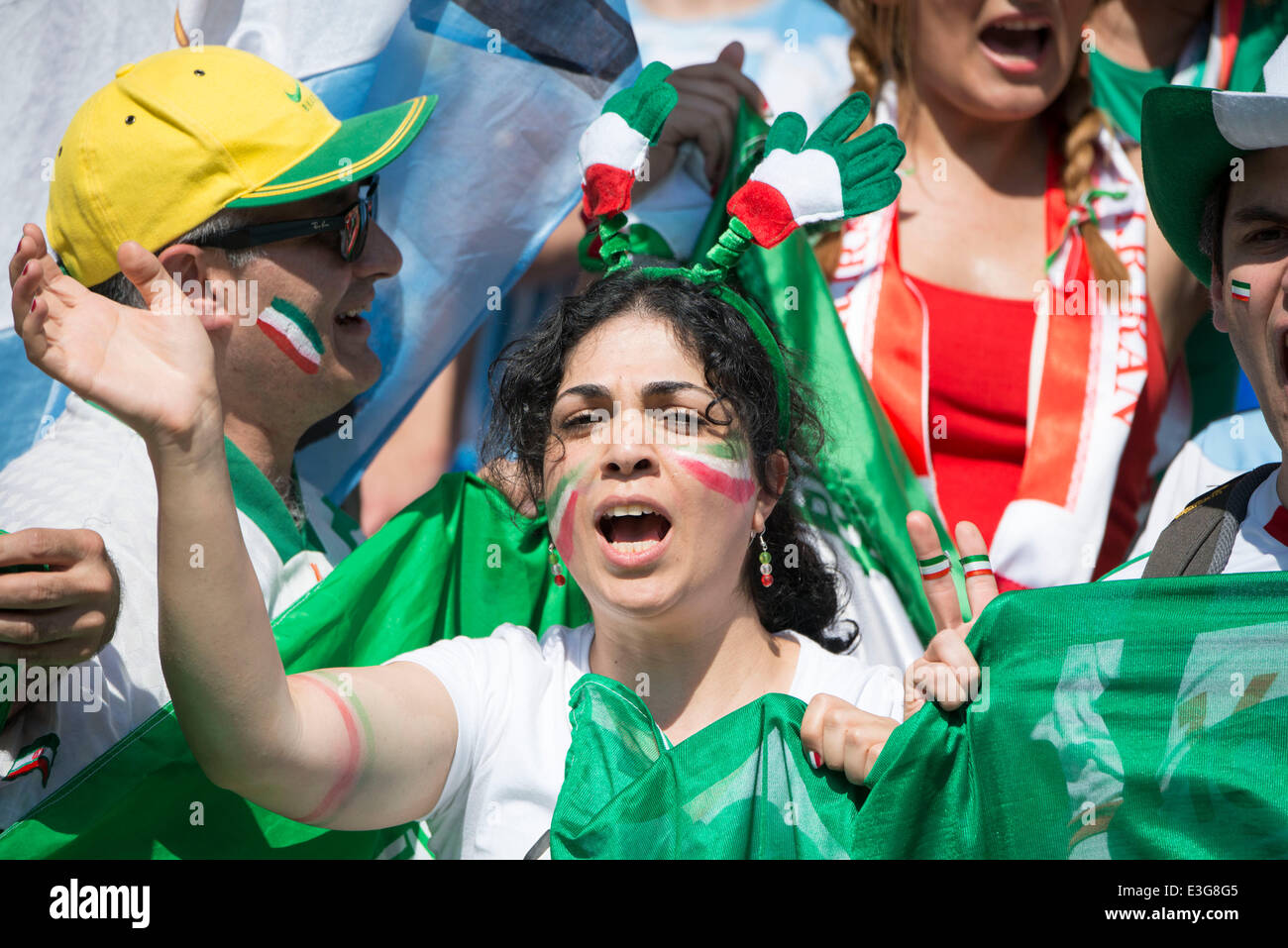 Belo Horizonte, Brazil. 21st June, 2014. Iran fans (IRI) Football ...
