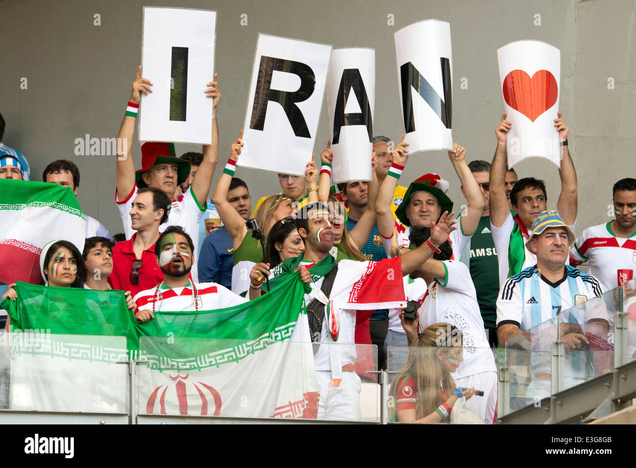 Belo Horizonte, Brazil. 21st June, 2014. Iran fans (IRI) Football ...