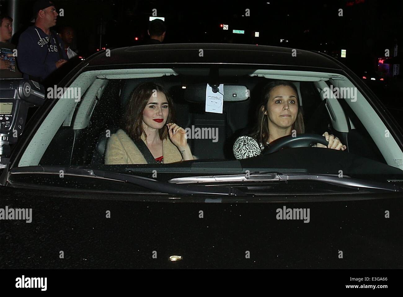 Lily Collins leaves a party sponsored and held at Hakkasan restaurant ...