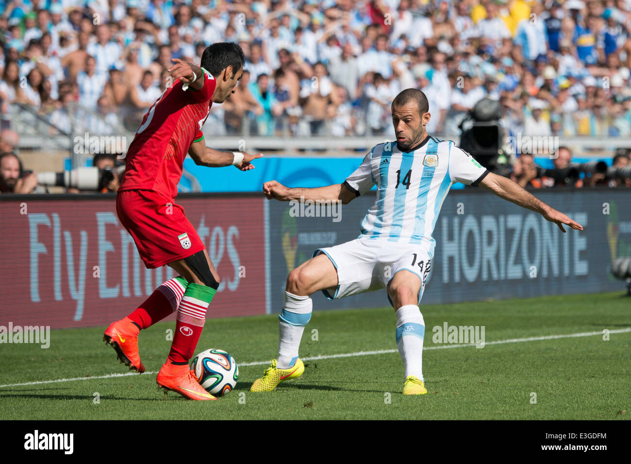 Mehrdad Pooladi (IRI), Javier Mascherano (ARG), JUNE 21, 2014 ...