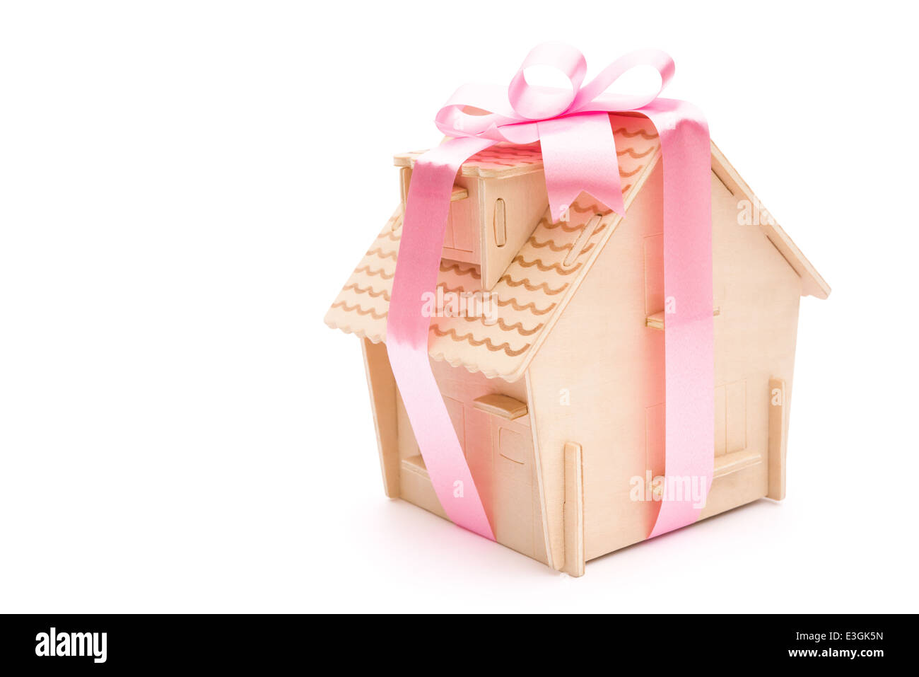 house wrapped with ribbon with clipping path Stock Photo - Alamy
