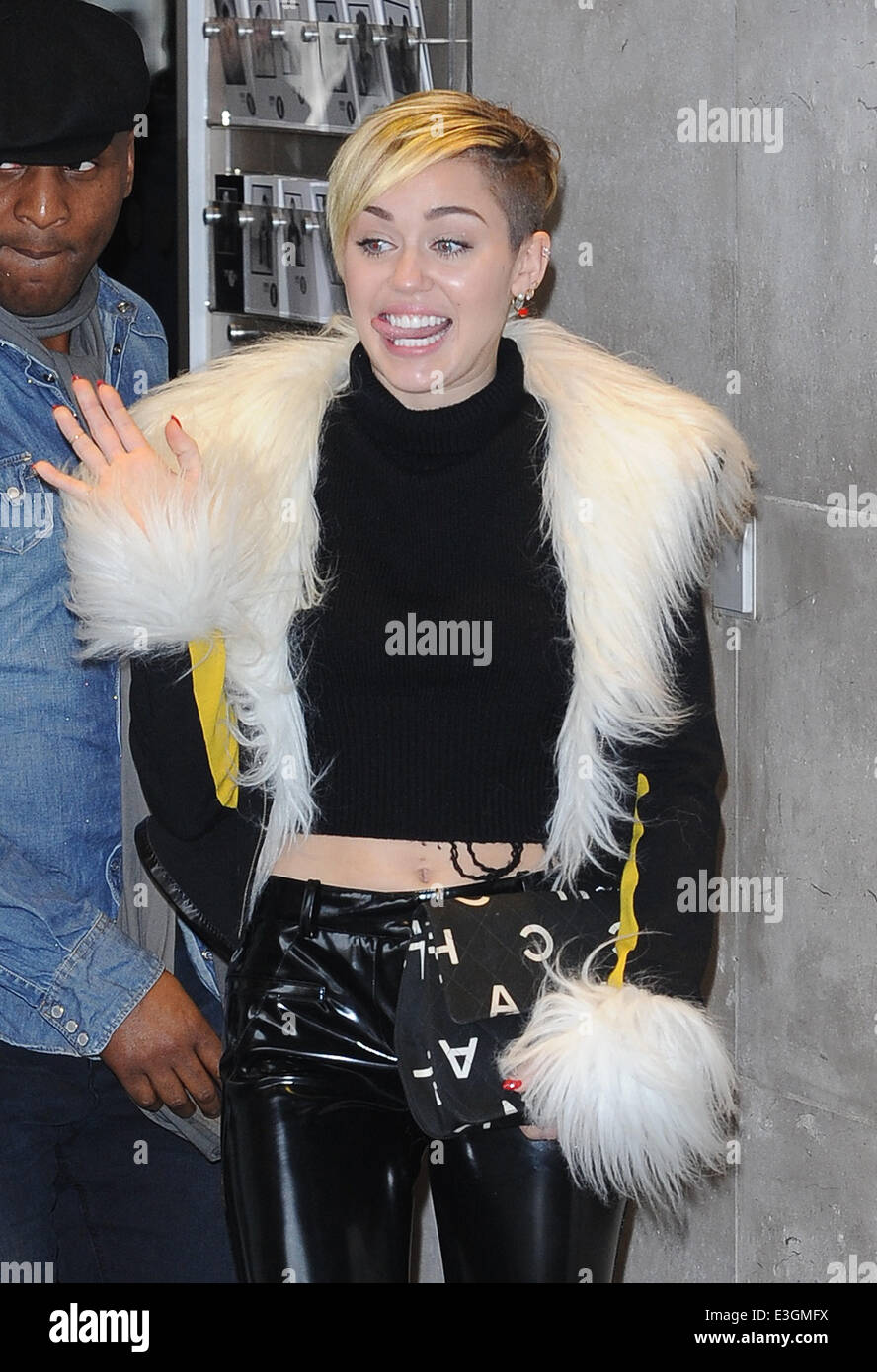 Miley Cirus seen leaving BBC radio 1 after her interview and ...