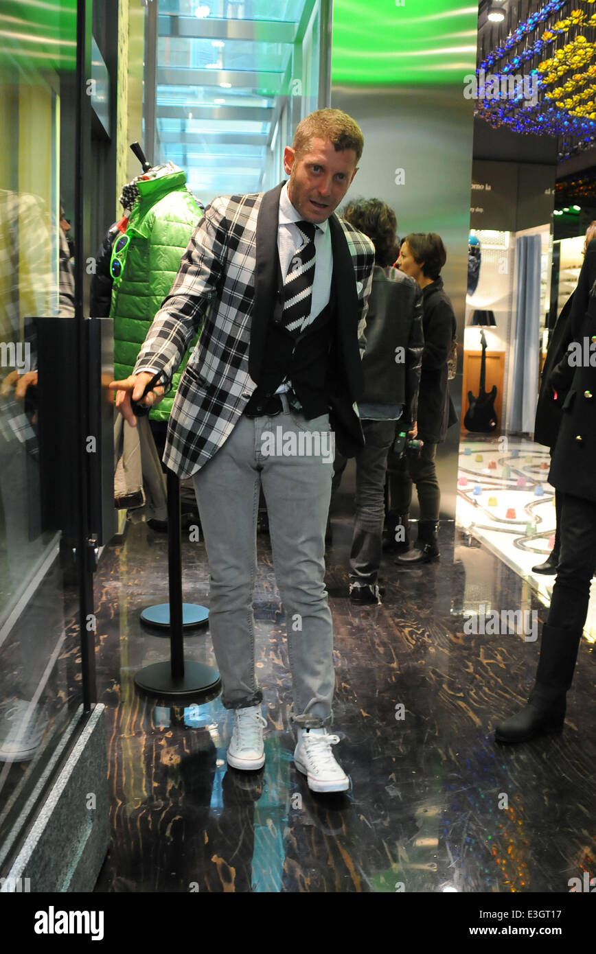 Designer Lapo Elkan seen out and about on his motorcycle and visiting ...