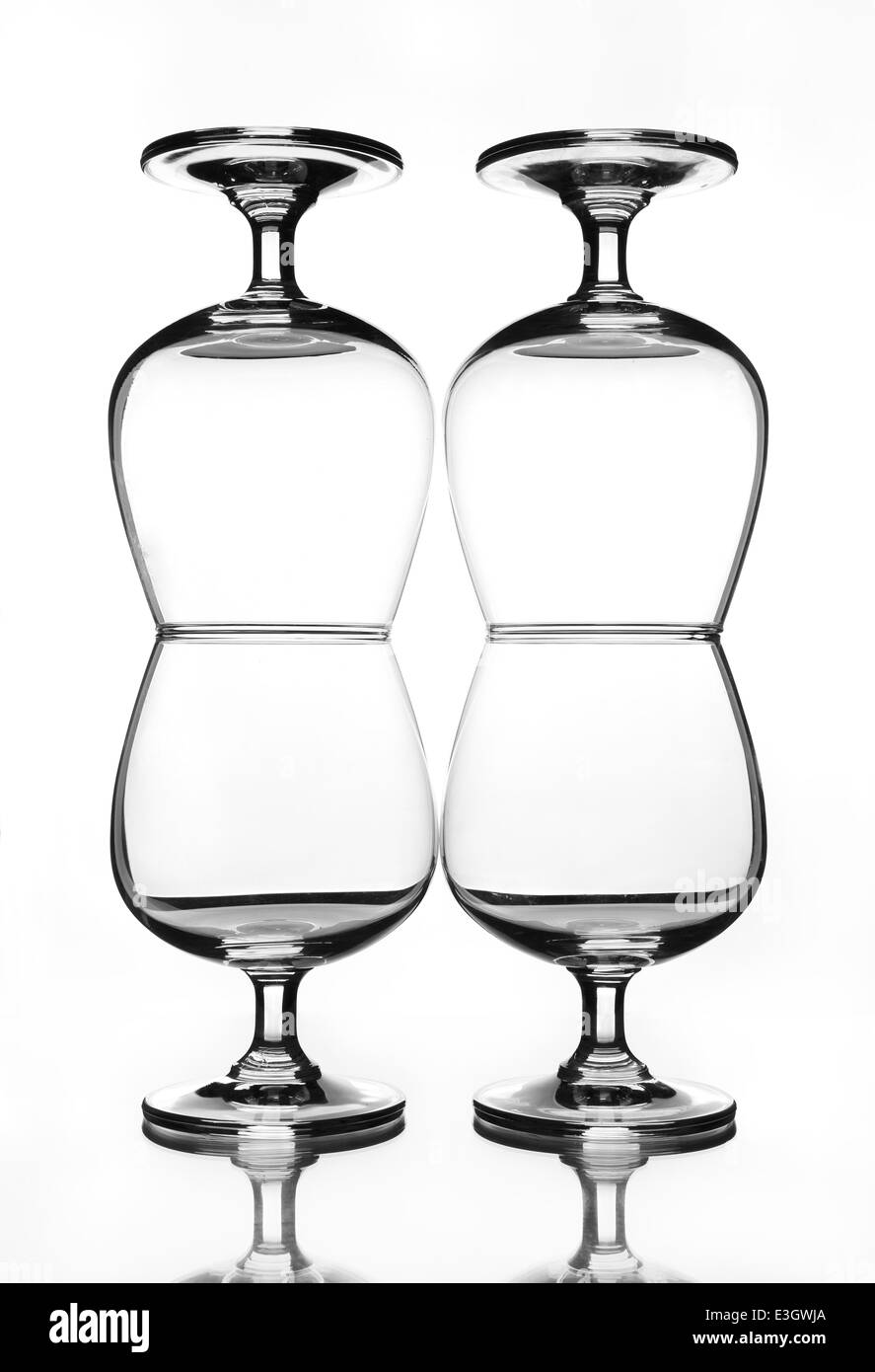 stack of empty wine glass with shadow (gray scale Stock Photo - Alamy