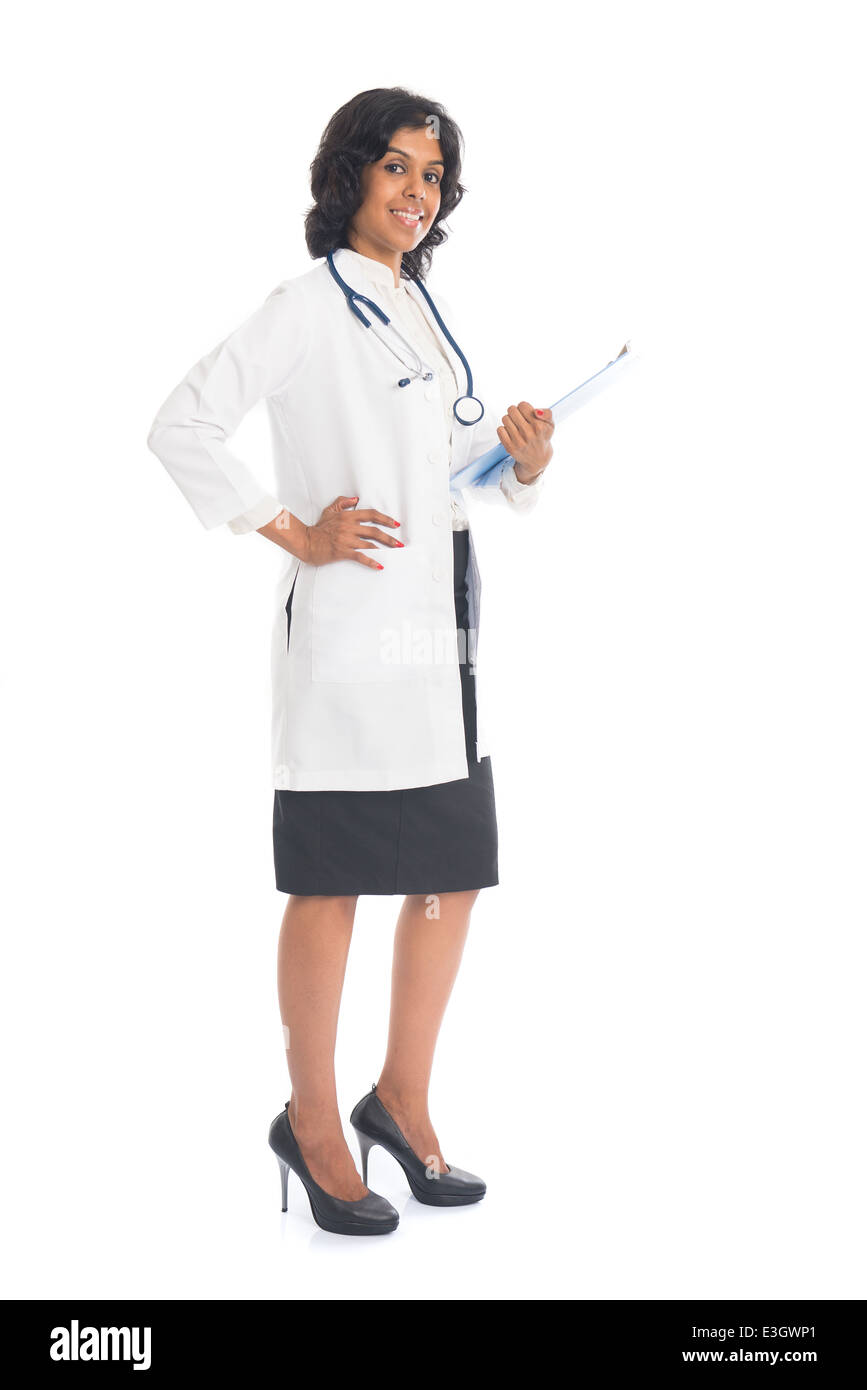 indian female doctor full body on white background Stock Photo - Alamy
