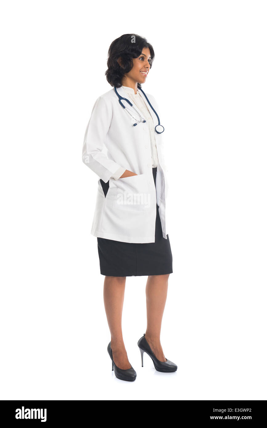 indian female doctor full body side view on white background Stock ...