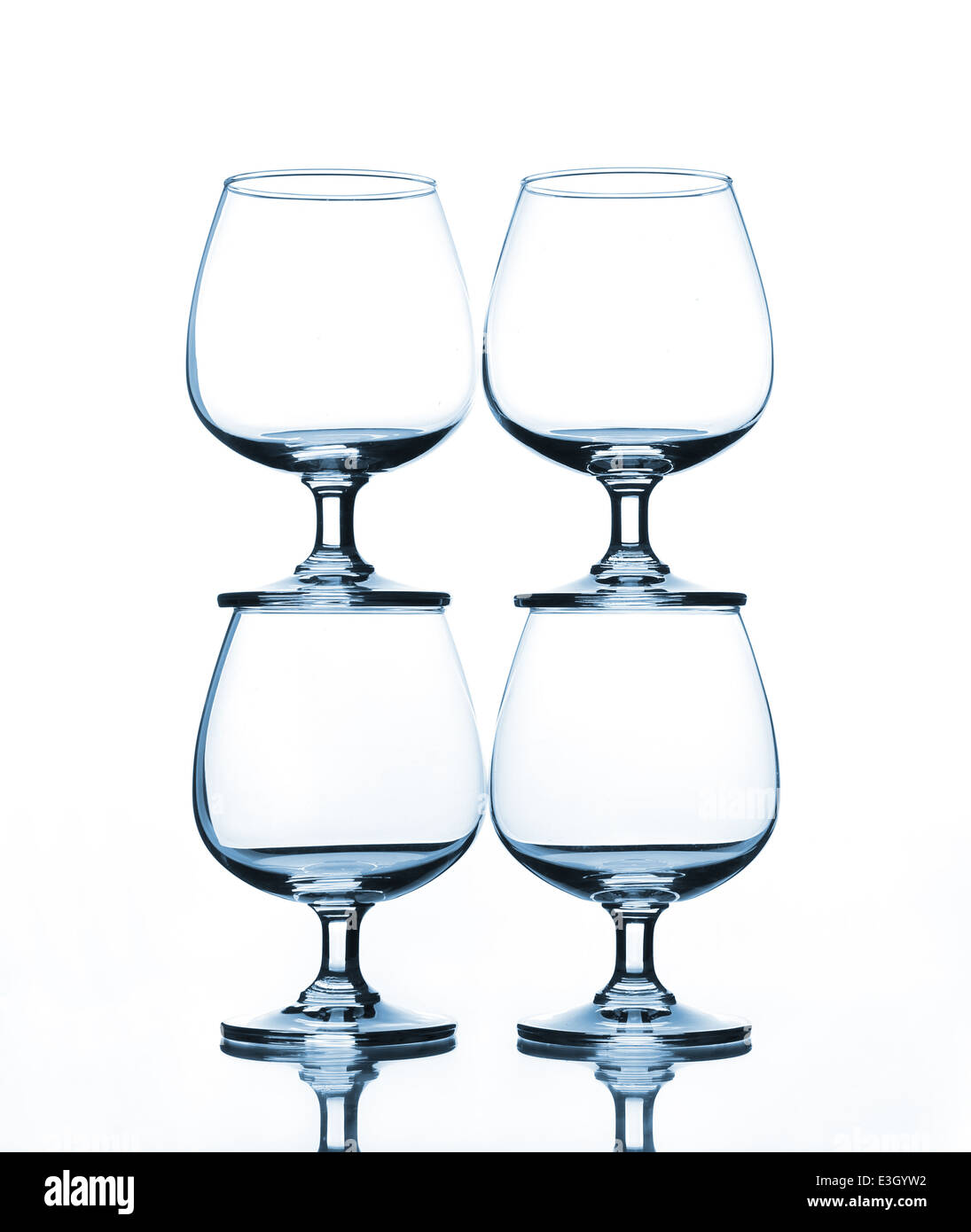 stack of empty wine glass with shadow Stock Photo - Alamy