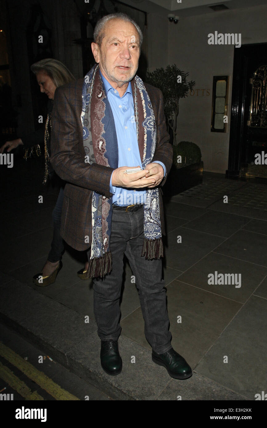 Sir Alan Sugar leaving Scotts restaurant with his wife Ann Featuring ...