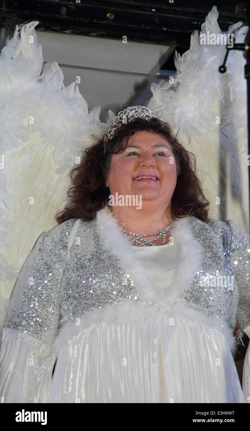 Cheryl Fergison, dressed as her pantomime character ‘Spirit of the Beans’, with actor, George ...