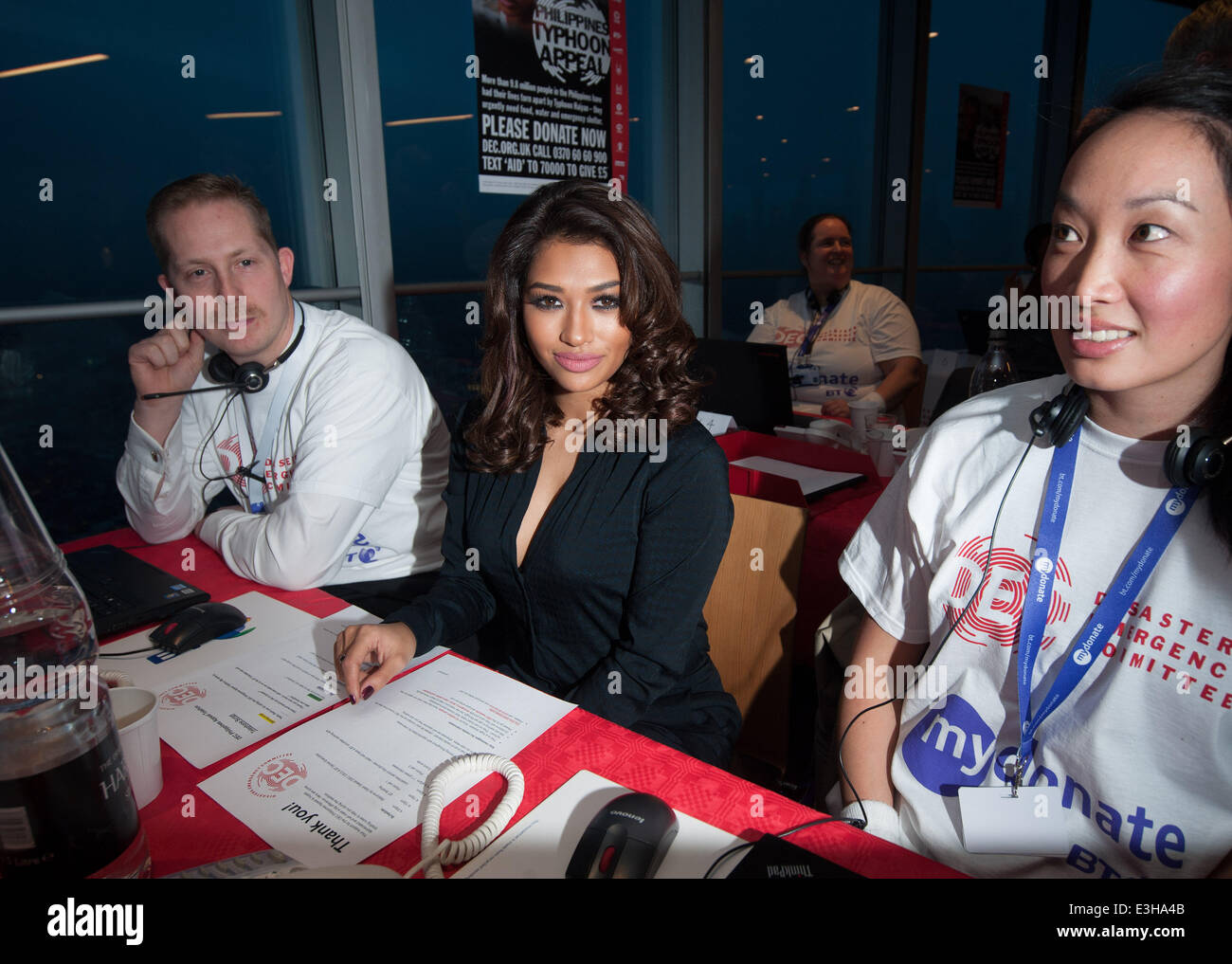 Celebrities supporting the DEC Philippines Typhoon Appeal during a ...