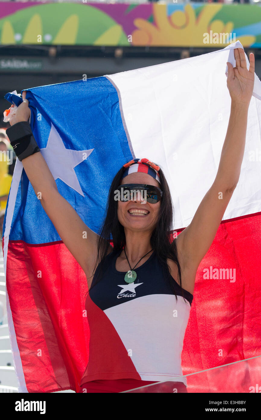 Sao Paulo, Brazil. 23rd June, 2014. Chile fans (CHI) Football/Soccer ...