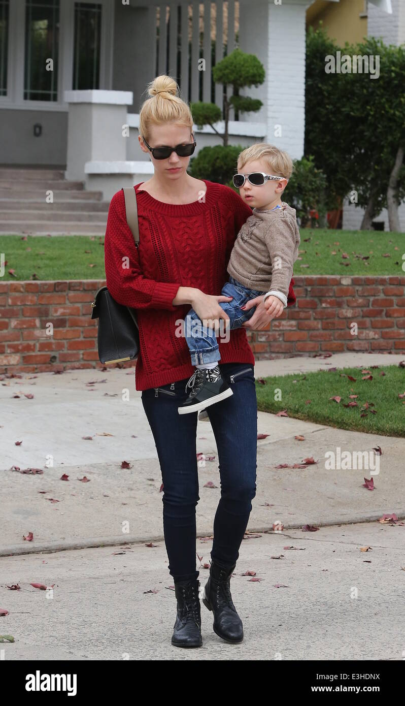 January Jones out and about with son Xander in Beverly Hills Featuring ...