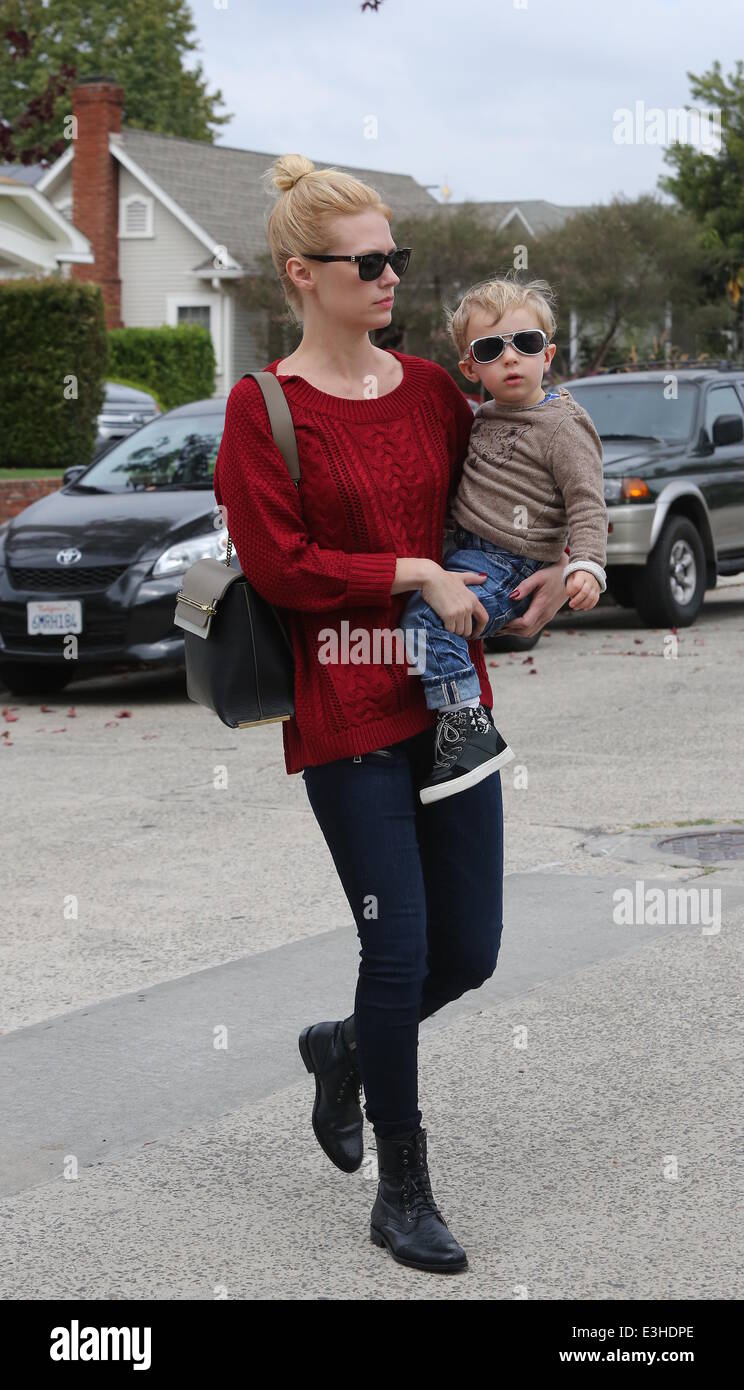 January Jones out and about with son Xander in Beverly Hills Featuring ...