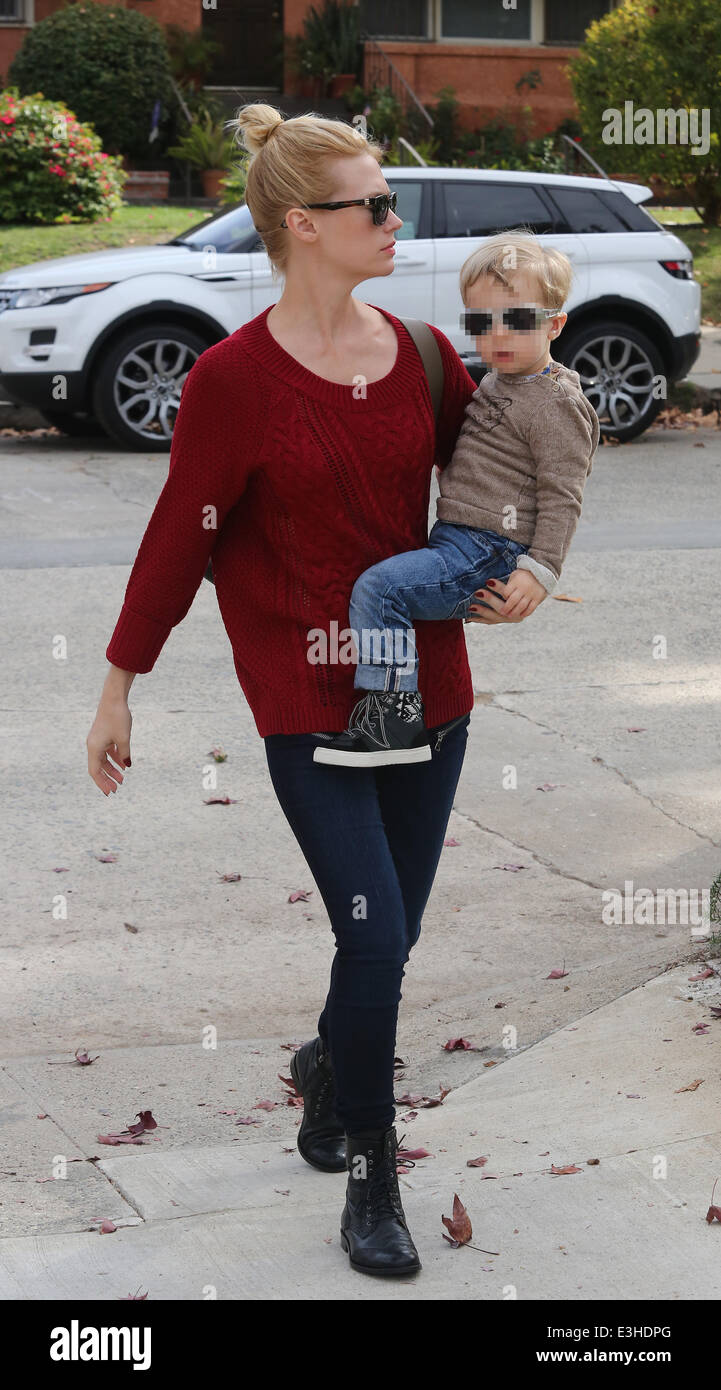 January Jones out and about with son Xander in Beverly Hills Featuring ...