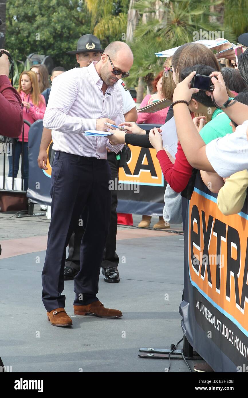 Jason Statham filming Extra with Mario Lopez at Universal City Walk ...