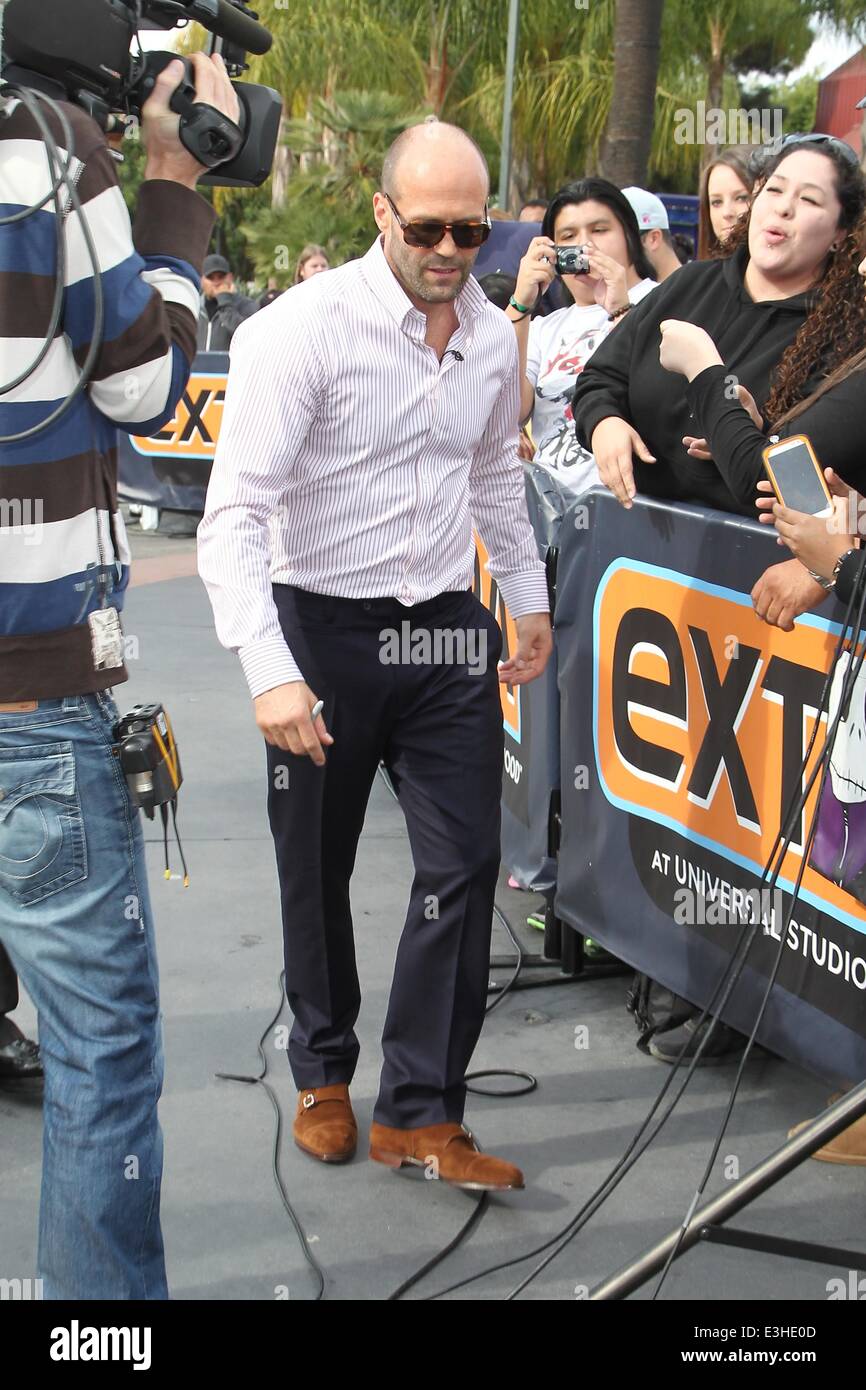 Jason Statham filming Extra with Mario Lopez at Universal City Walk ...