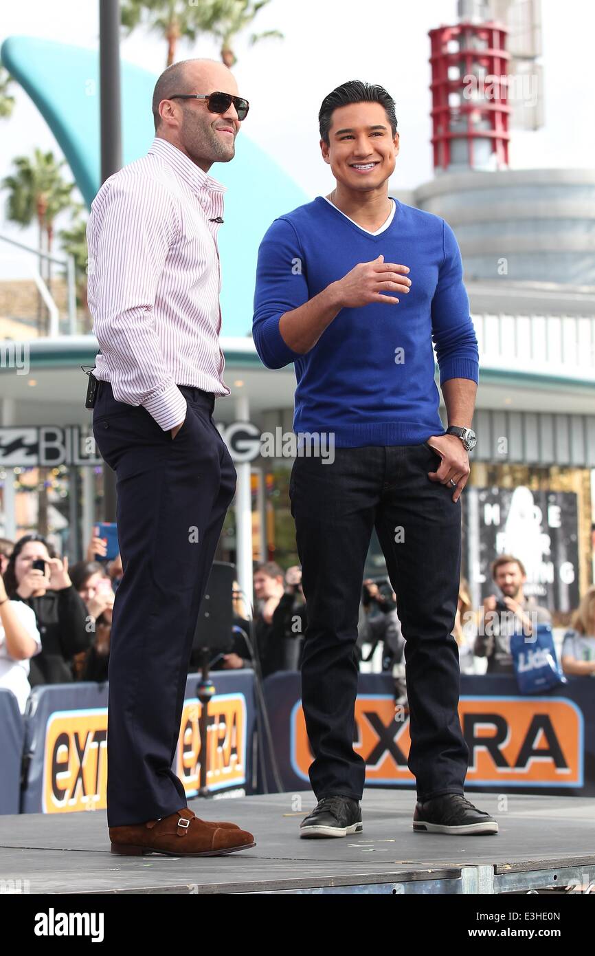 Jason Statham filming Extra with Mario Lopez at Universal City Walk ...