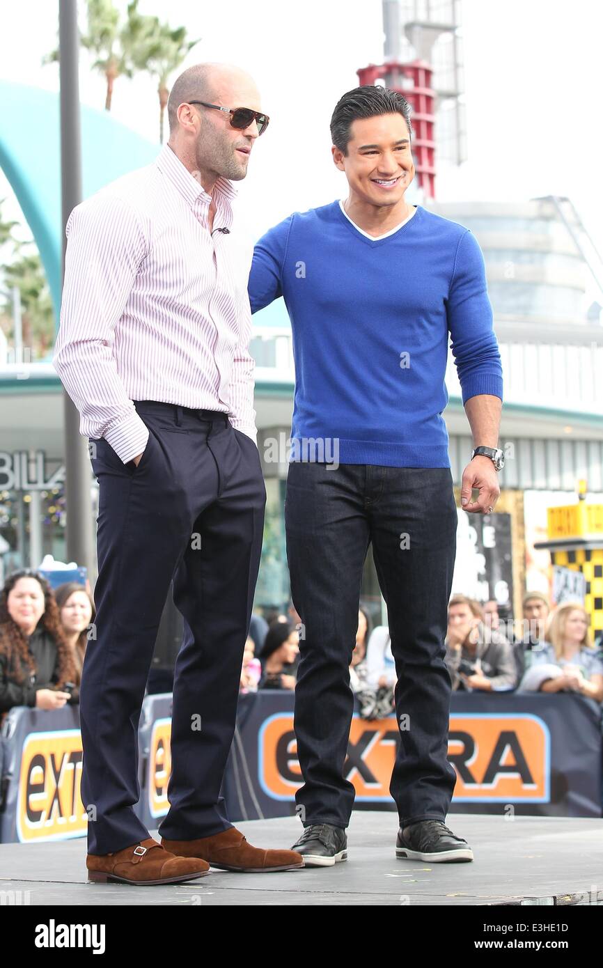 Jason Statham filming Extra with Mario Lopez at Universal City Walk ...