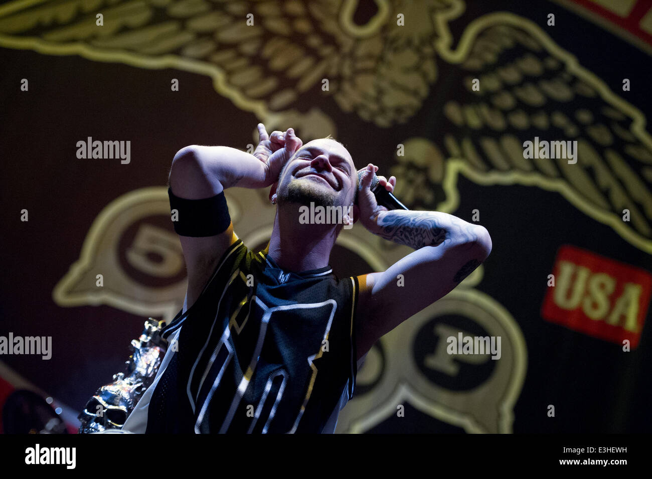 American metal band Five Finger Death Punch performing in concert held ...