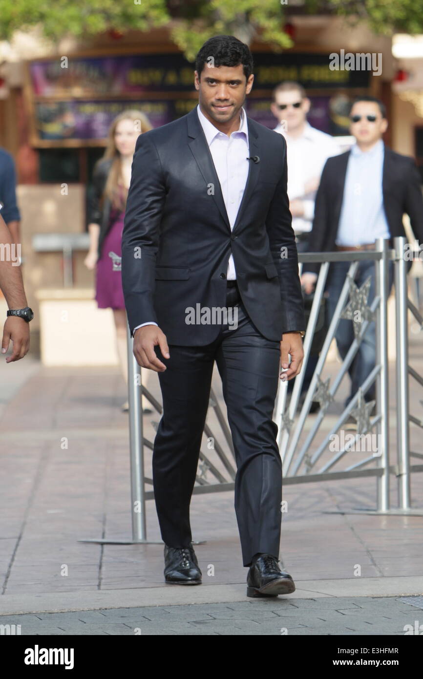 Russell Wilson seen at Universal Studios, where he was interviewed by ...