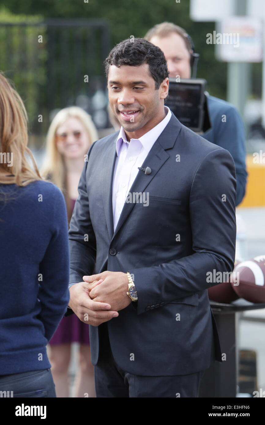Russell Wilson seen at Universal Studios, where he was interviewed by ...