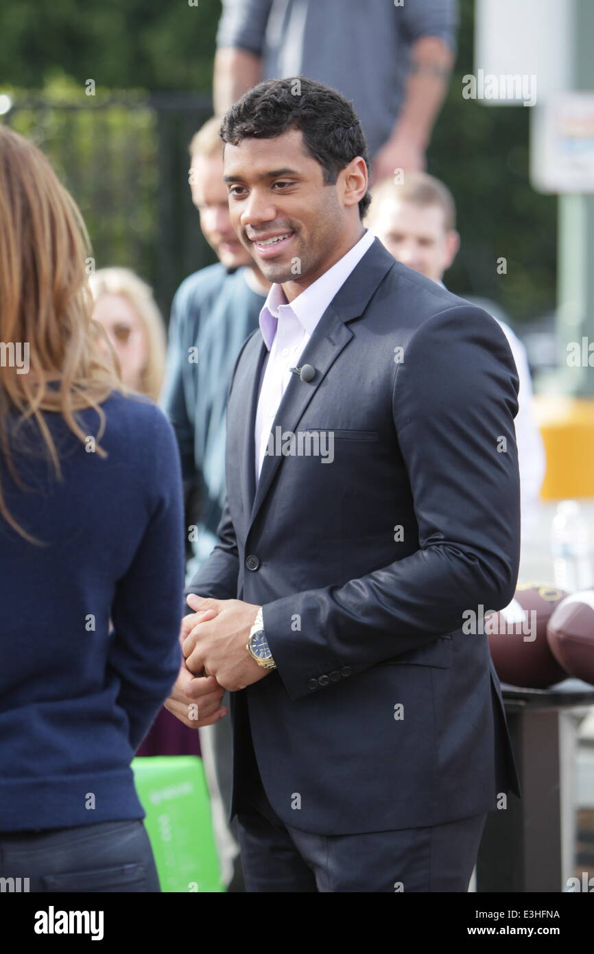 Russell Wilson seen at Universal Studios, where he was interviewed by ...