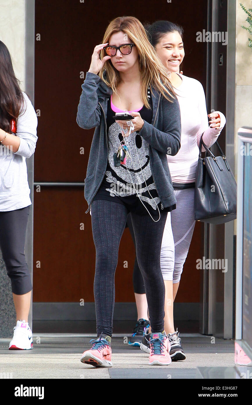 Ashley Tisdale goes to the gym in West Hollywood wearing rose tinted ...