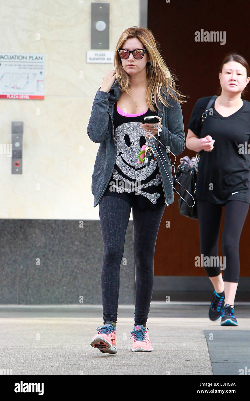 Ashley Tisdale goes to the gym in West Hollywood wearing rose tinted ...