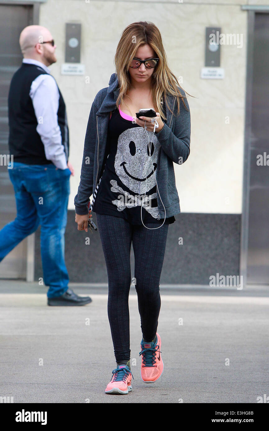 Ashley Tisdale goes to the gym in West Hollywood wearing rose tinted ...