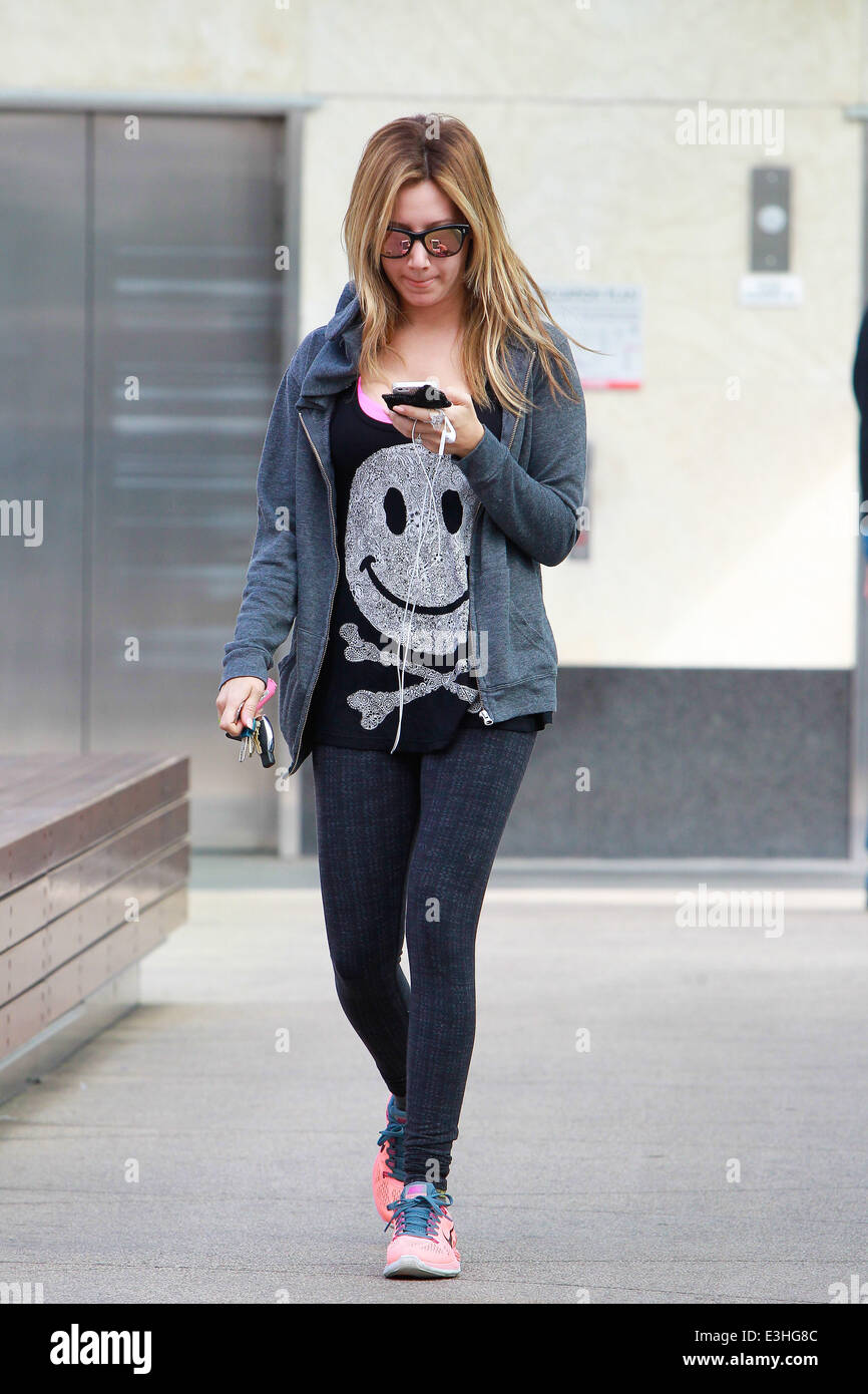 Ashley Tisdale goes to the gym in West Hollywood wearing rose tinted ...