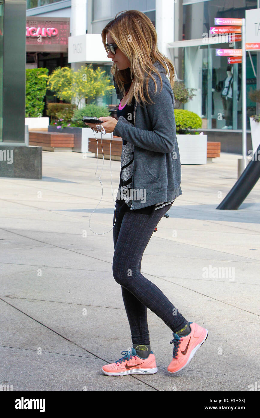 Ashley Tisdale goes to the gym in West Hollywood wearing rose tinted ...