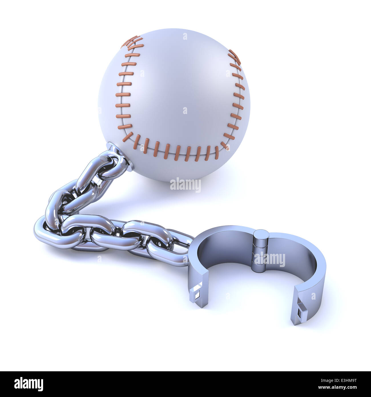 3d Baseball with chained shackle Stock Photo - Alamy