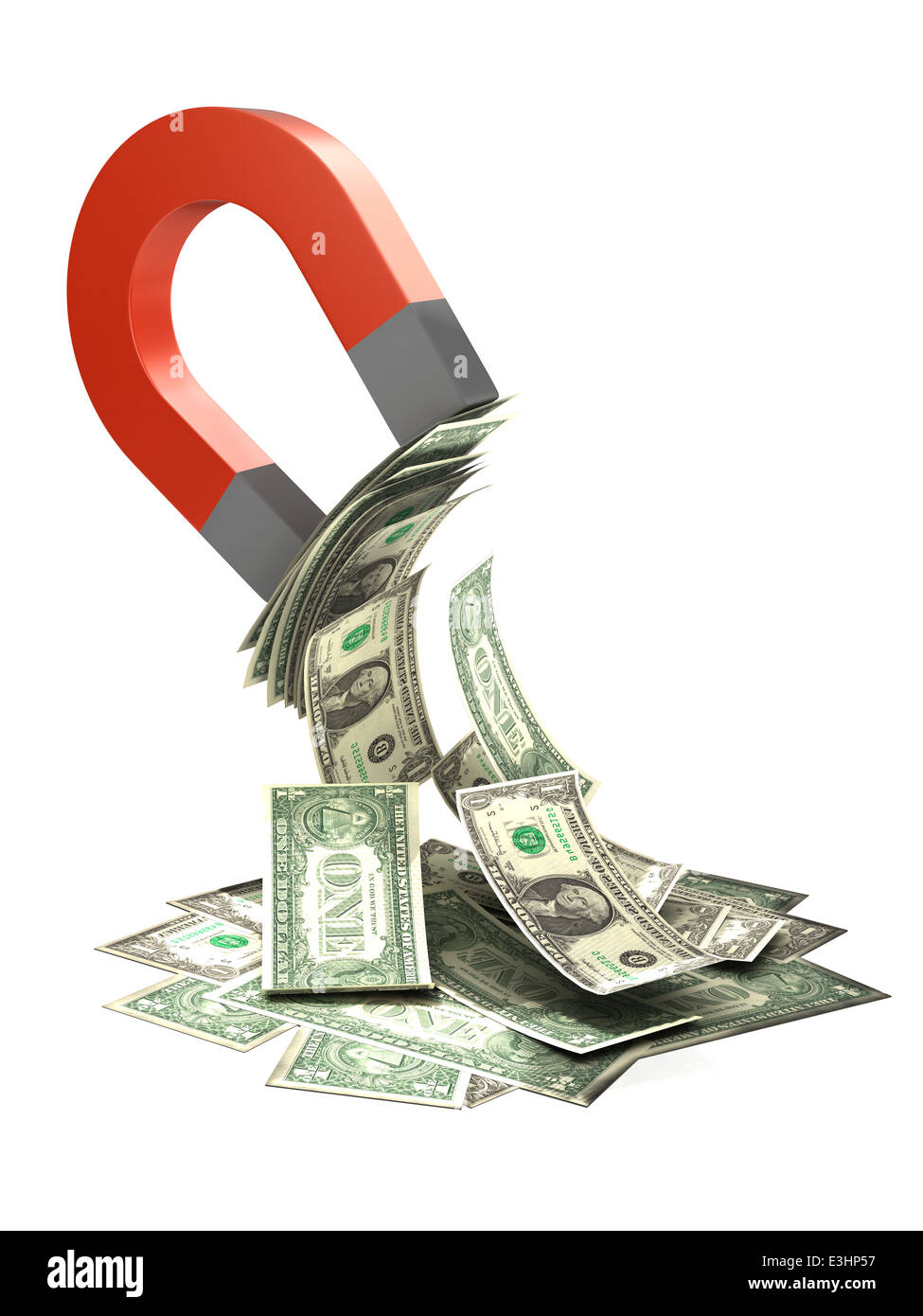 3d Magnet pulls up US Dollars Stock Photo - Alamy