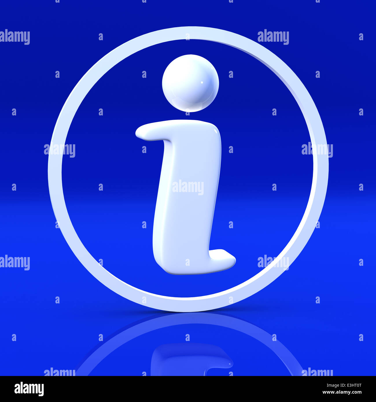 3d Information symbol in white on blue reflective background Stock ...