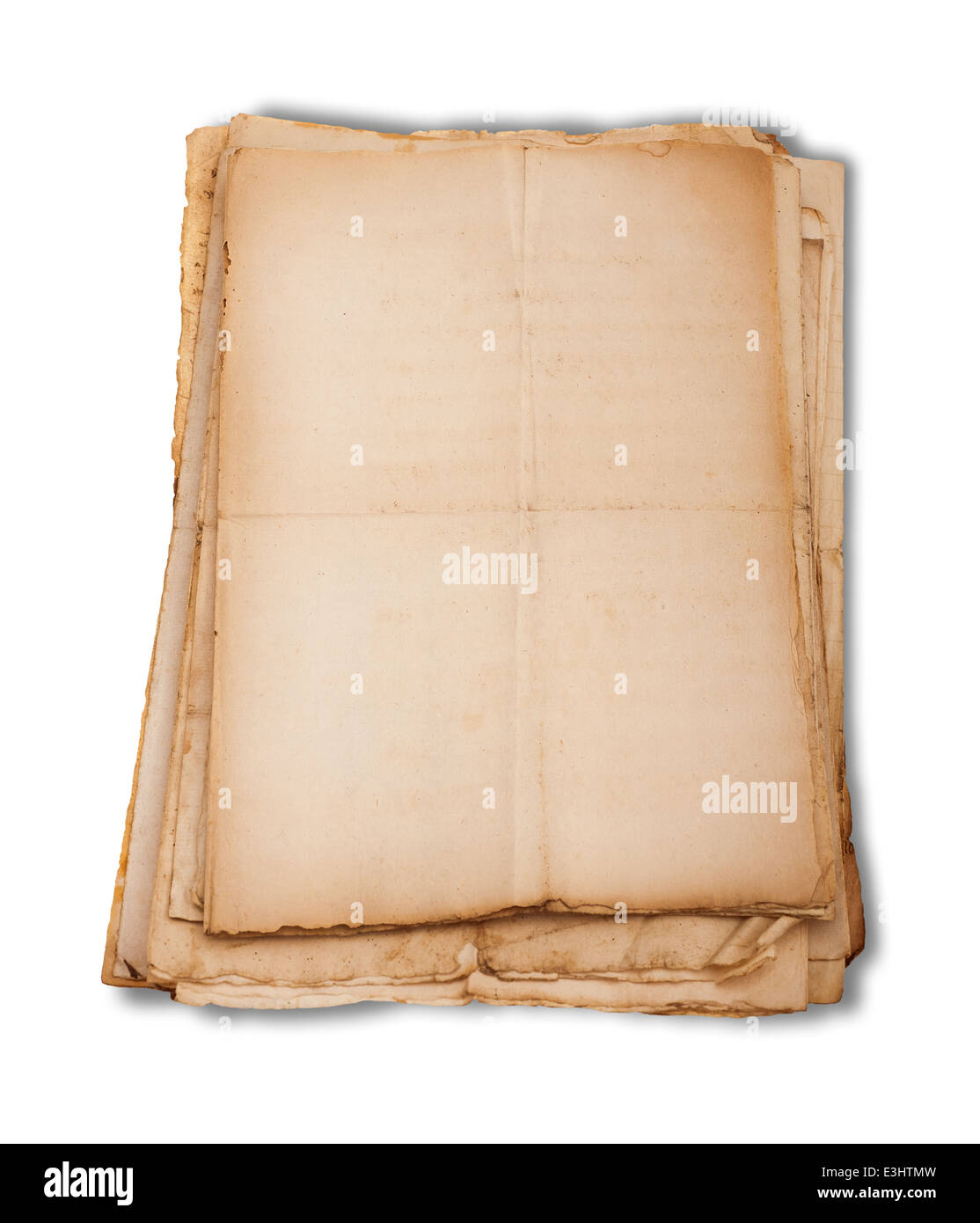 Sheets pile empty isolated on white background Stock Photo - Alamy