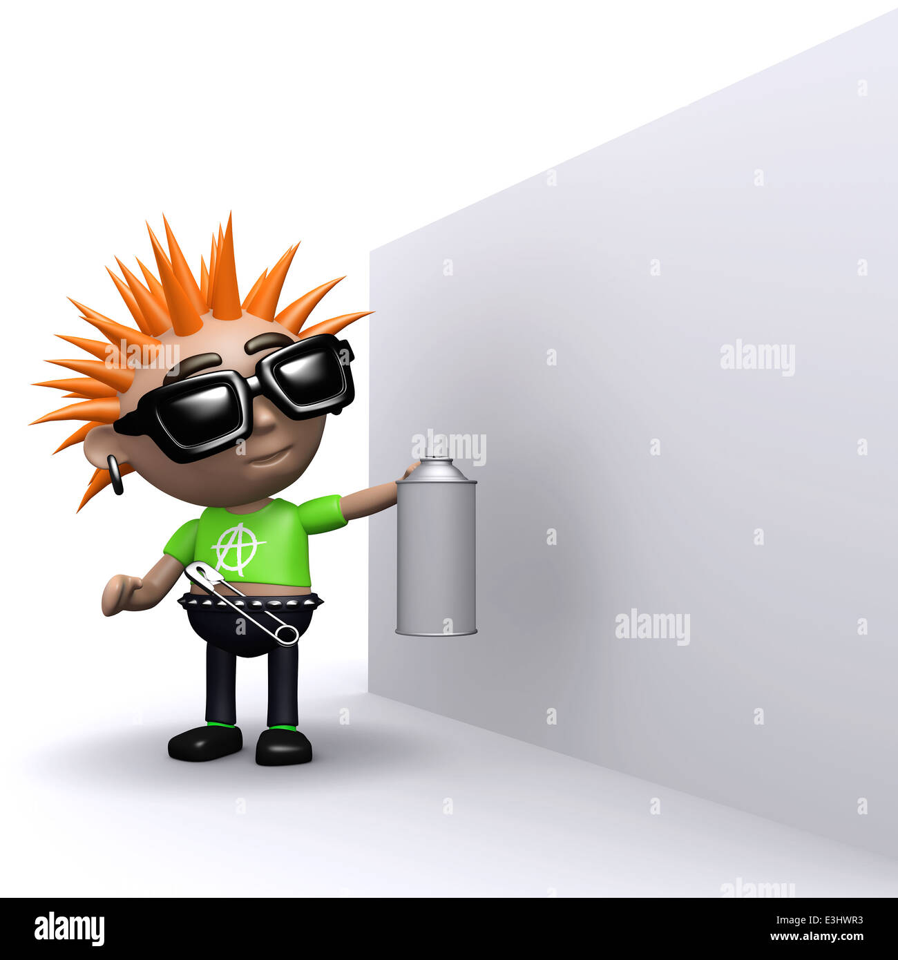 3d Punk sprays paint on a wall Stock Photo - Alamy