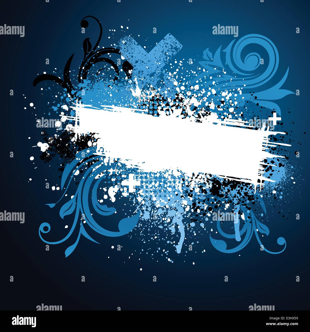 Black and blue floral grunge paint splatter background Stock Vector ...