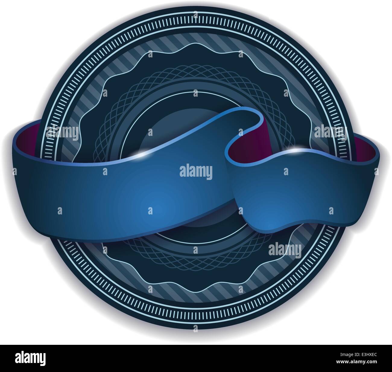 Round emblem design with blue ribbon light effect Stock Vector Image ...