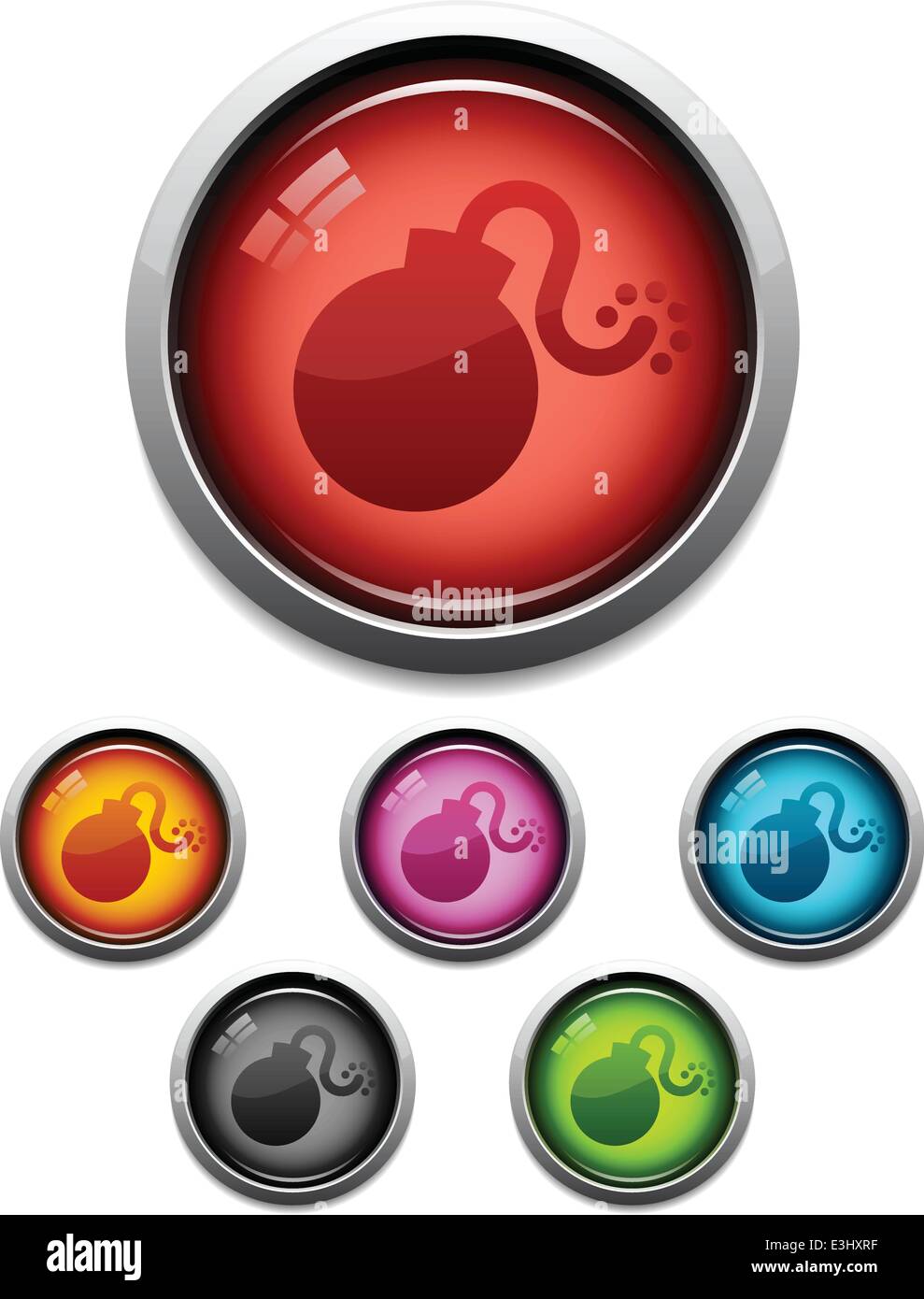 Glossy bomb icon set in 6 colors Stock Vector Image & Art - Alamy