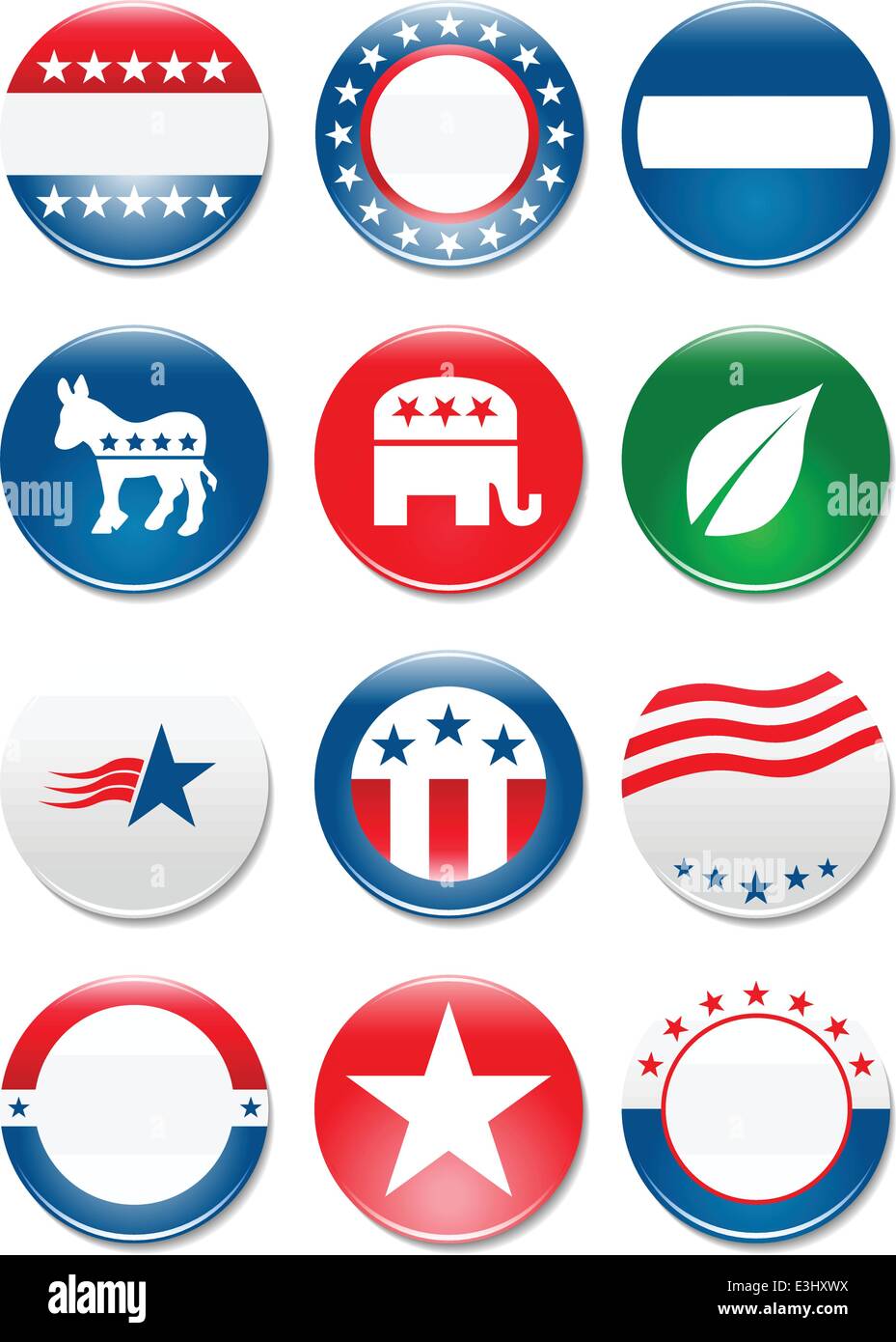 Set of 12 customizable political campaign buttons and badges Stock ...