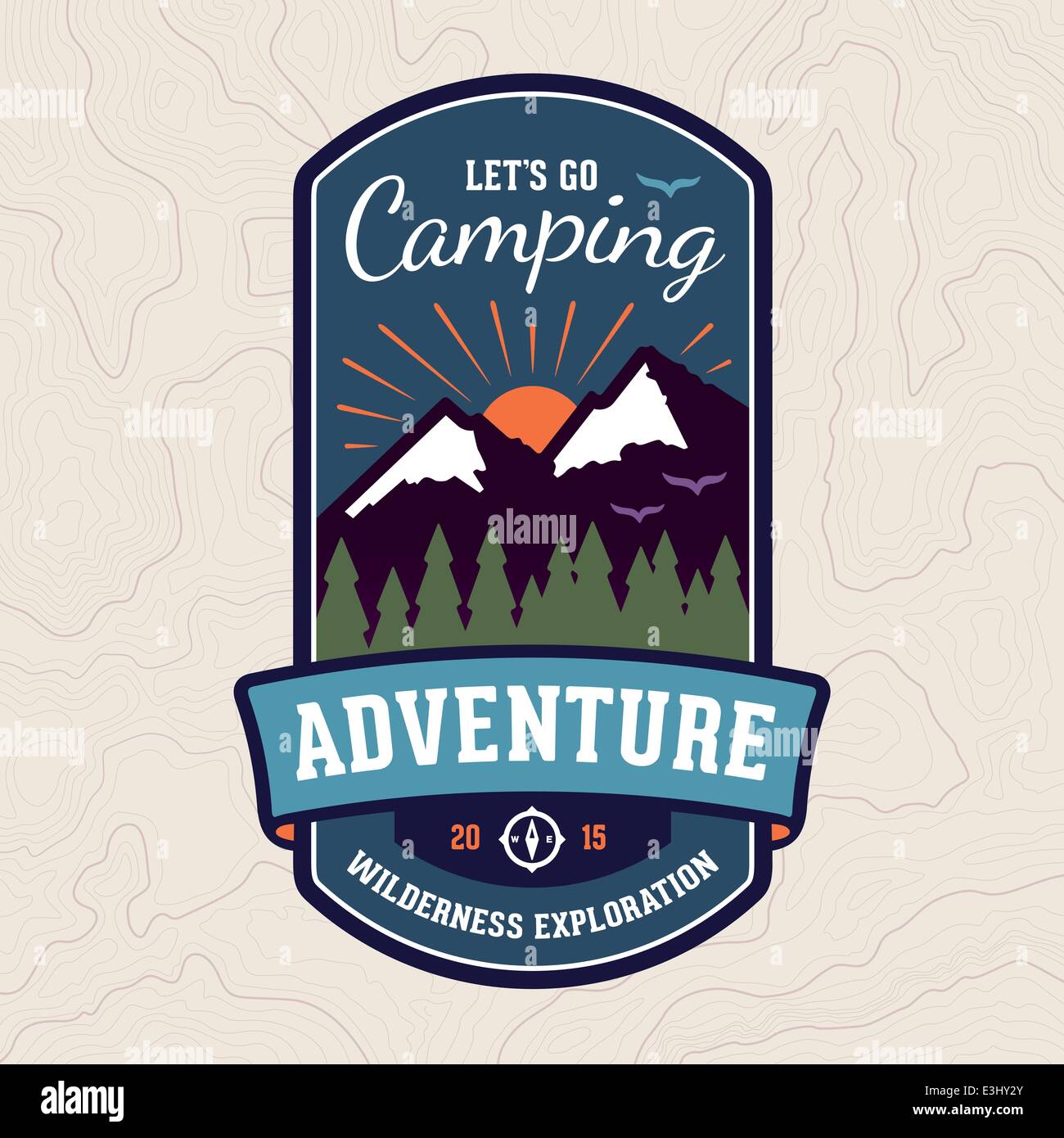 Camping wilderness adventure badge graphic design emblem Stock Vector ...