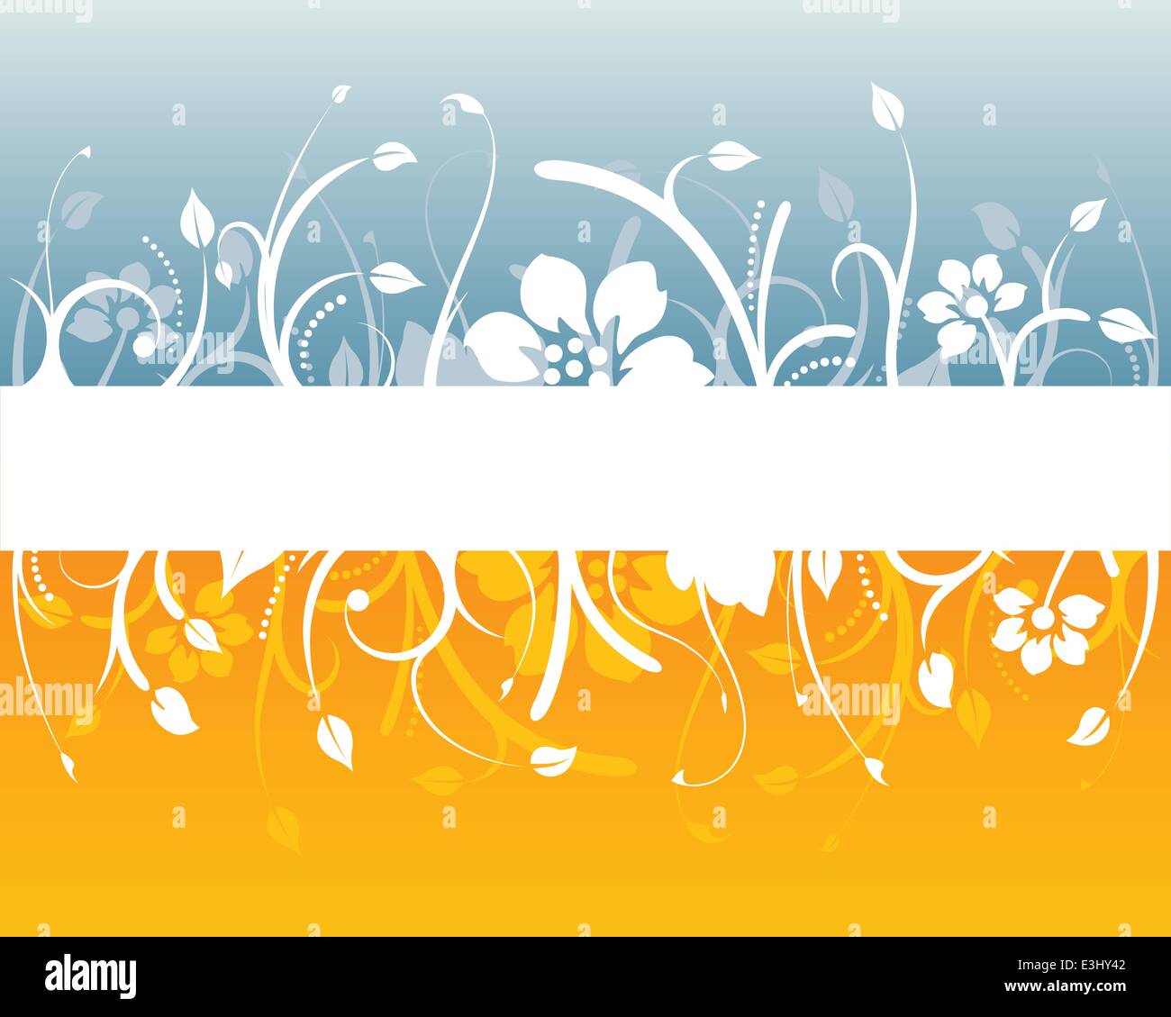 Blue and orange floral design with blank white space Stock Vector Image ...