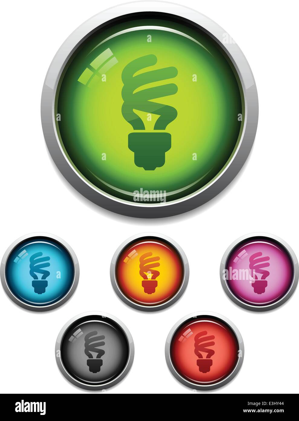 Glossy lightbulb button icon set in 6 colors Stock Vector Image & Art ...