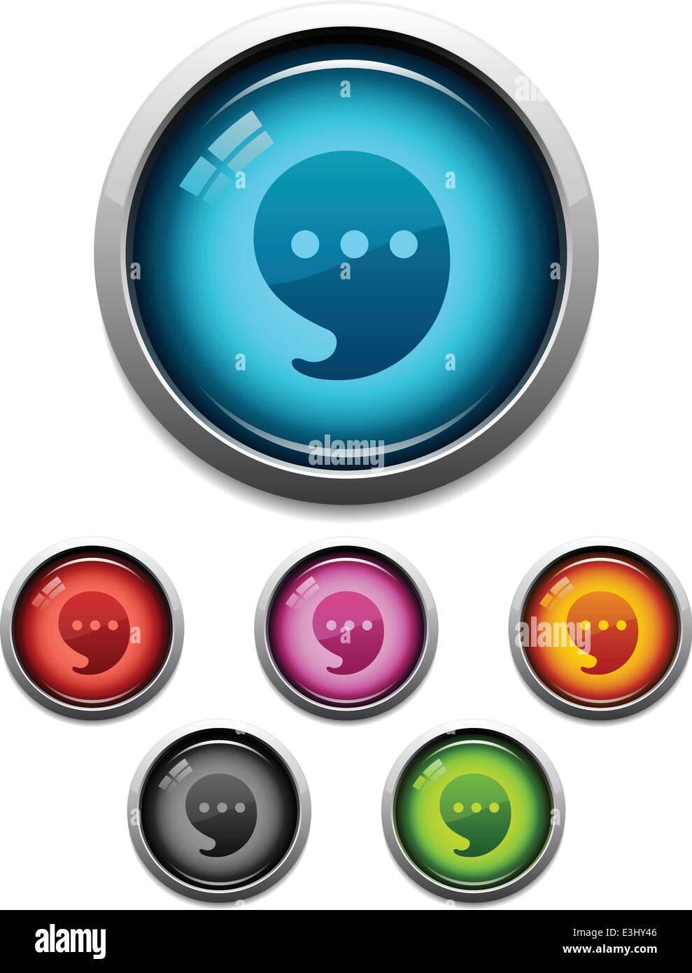 Glossy chat button icon set in 6 colors Stock Vector Image & Art - Alamy