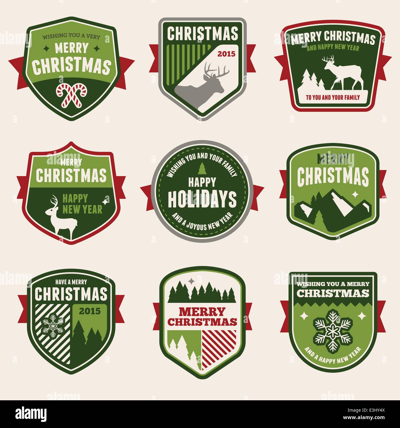 Set of vintage Christmas badges and emblems Stock Vector Image & Art ...