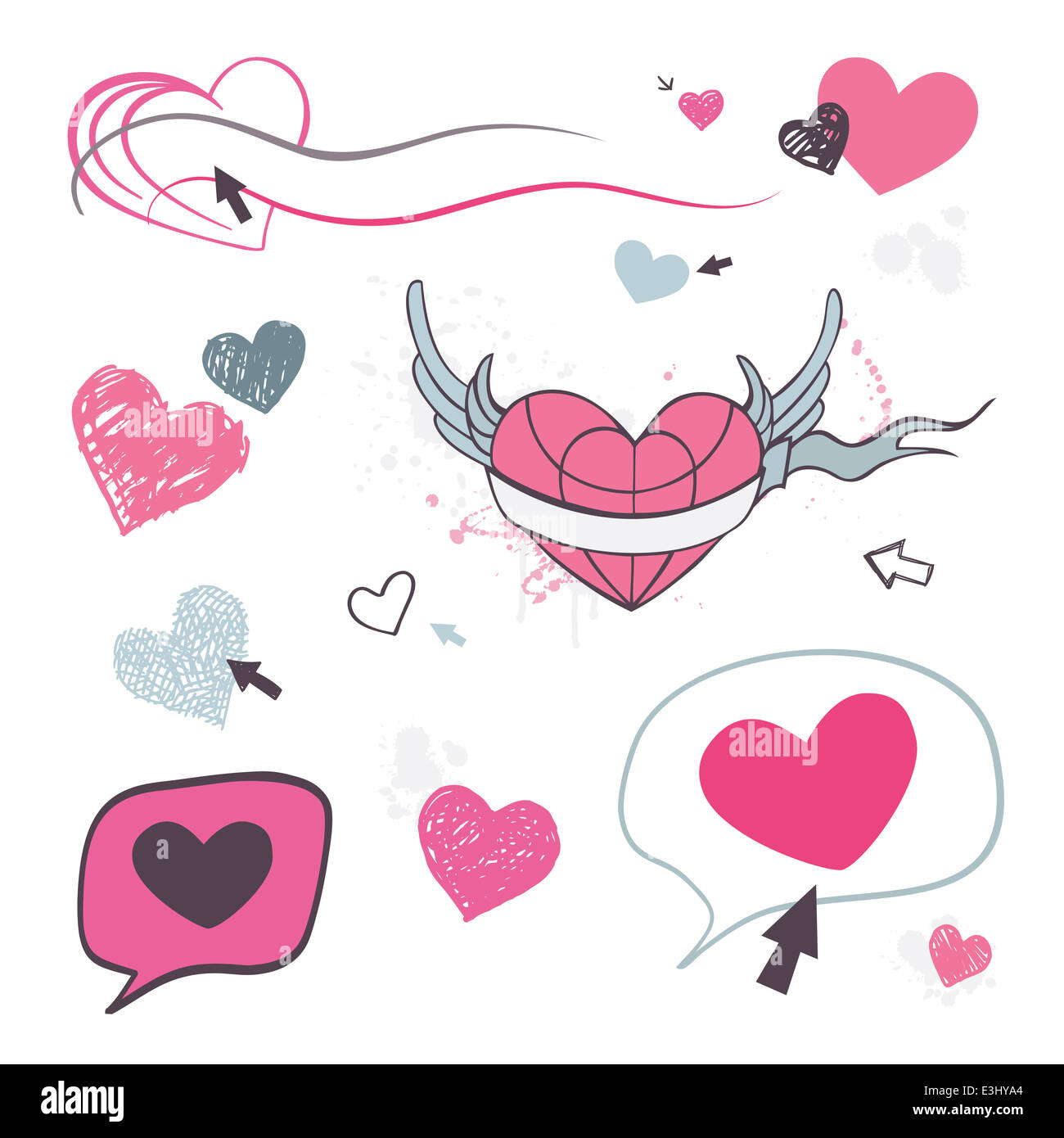 Flying red hearts icon Cut Out Stock Images & Pictures - Alamy