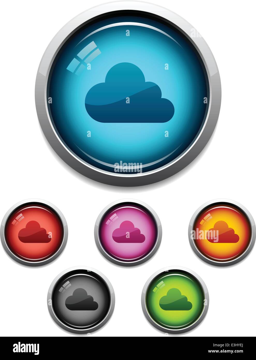 Glossy cloud button icon set in 6 colors Stock Vector Image & Art - Alamy
