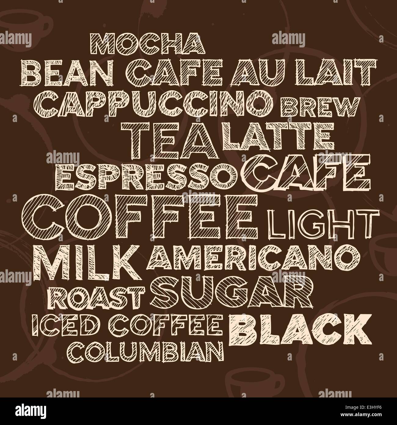 Hand drawn text lettering of coffee and cafe terms Stock Vector Image ...