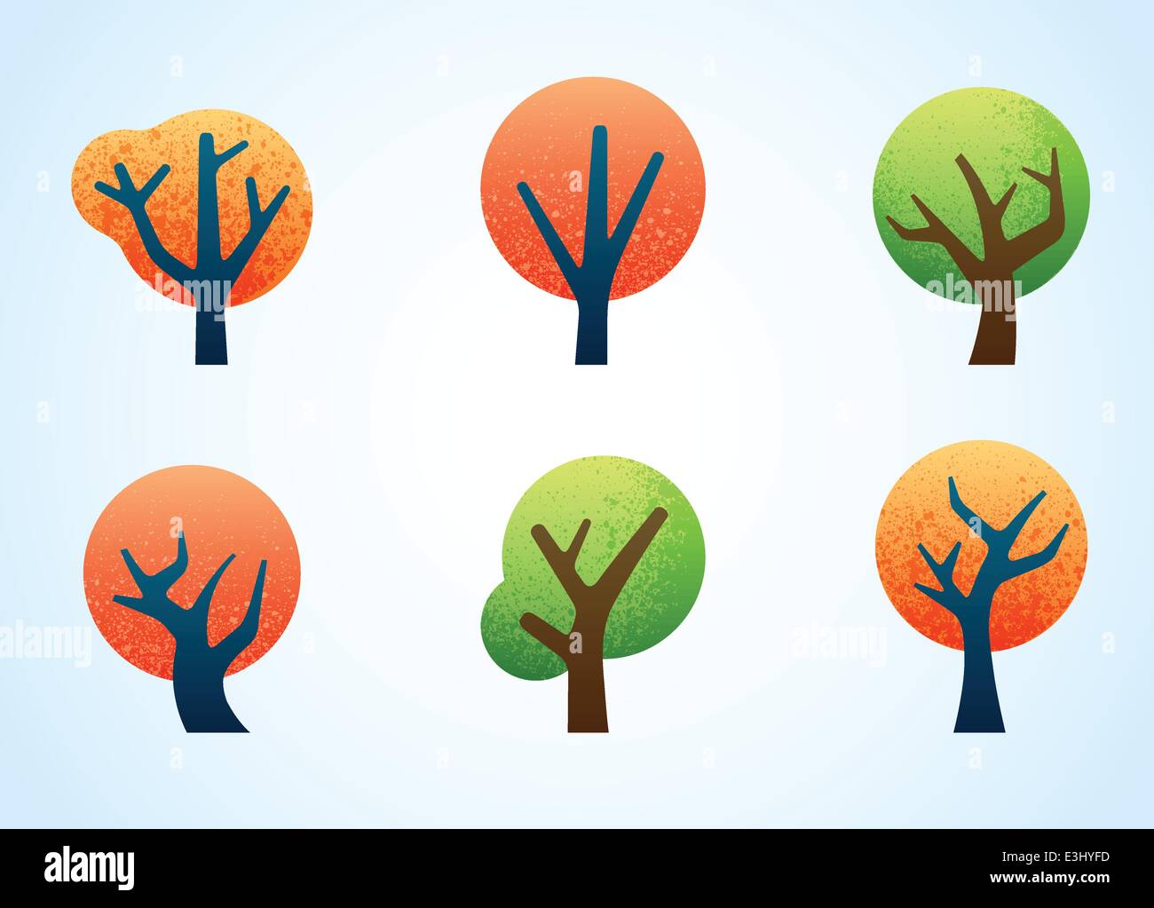 Set of abstract colorful trees with paint splatter texture Stock Vector ...